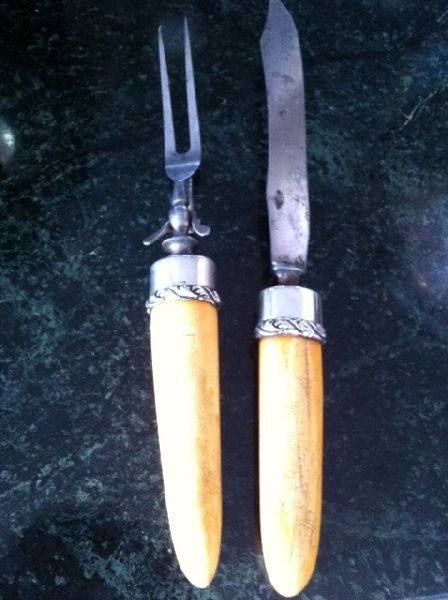 Antique Sterling Silver Serving Fork & Knife