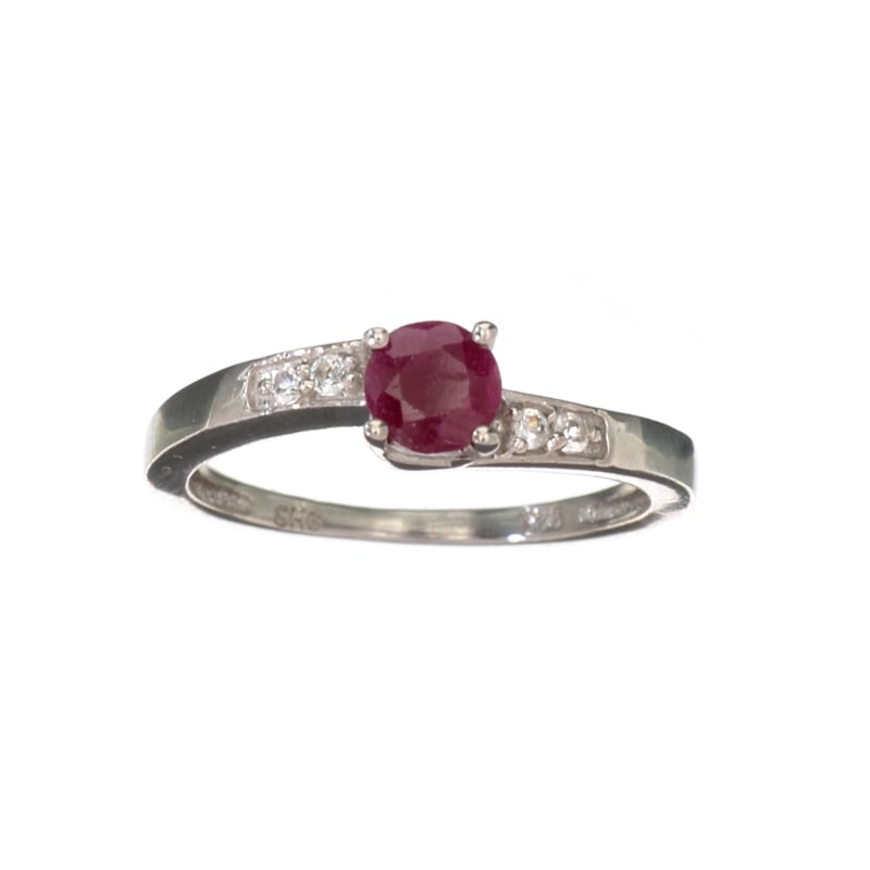 0.50ct Ruby And Colorless Topaz Platinum Over Sterling Silver Ring Auction