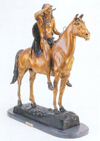 Reissue Bronze Sculpture "Indian Scout" by Cyrus Dallin