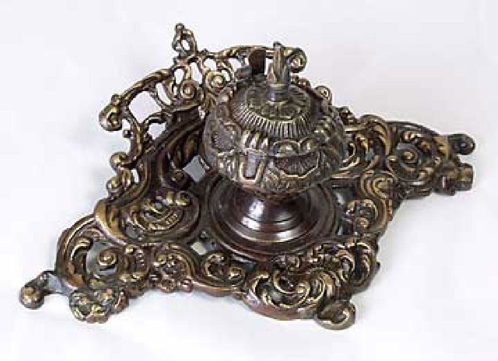 Antique Inkwell w/Dark Brass Finish