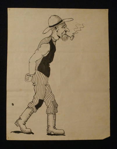 Amish Pappy Smoking Pipe Hobo Original Folk Art