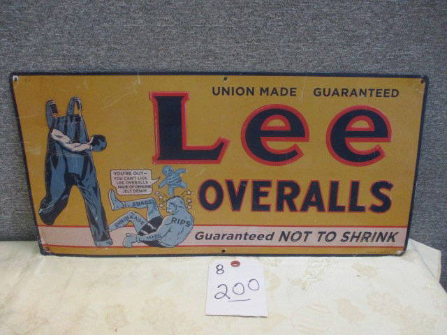 Stamped Tin Lee Overalls Sign