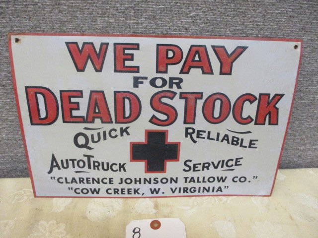 Stamped Tin Dead Stock Sign