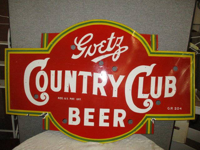 Porcelain Goetz Country Club Beer Sign