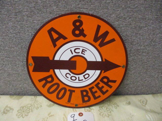 Porcelain A&w Root Beer Sign