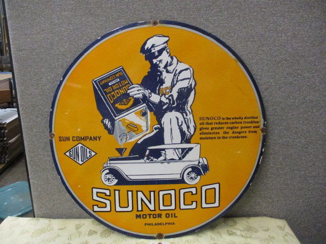 Porcelain Sunoco Motor Oil Sign