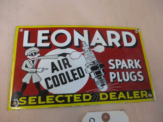 Porcelain Leonard Spark Plugs Sign