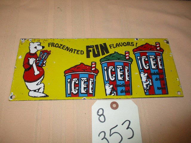 Porcelain Icee Fun Flavors Sign Auction