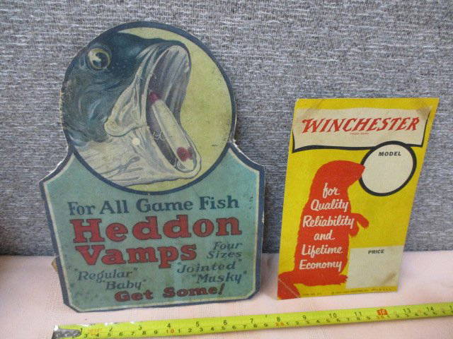 Cardboard Heddon Vamps & Winchester Displays Auction