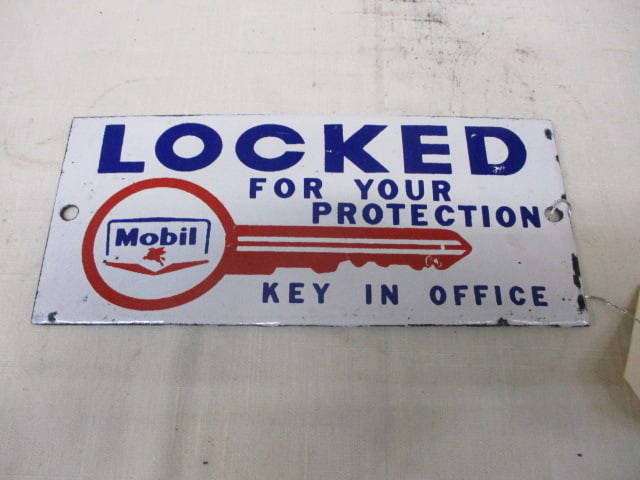 Porcelain Mobil Locked Restroom Sign Auction