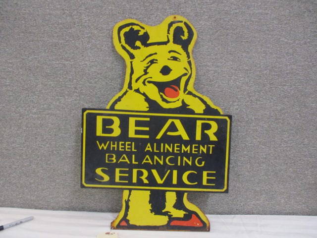 Tin Bear Wheel Alignment Sign Auction