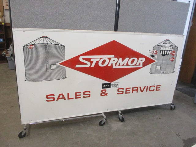 Tin Stormor Bins Sales & Service Sign Auction