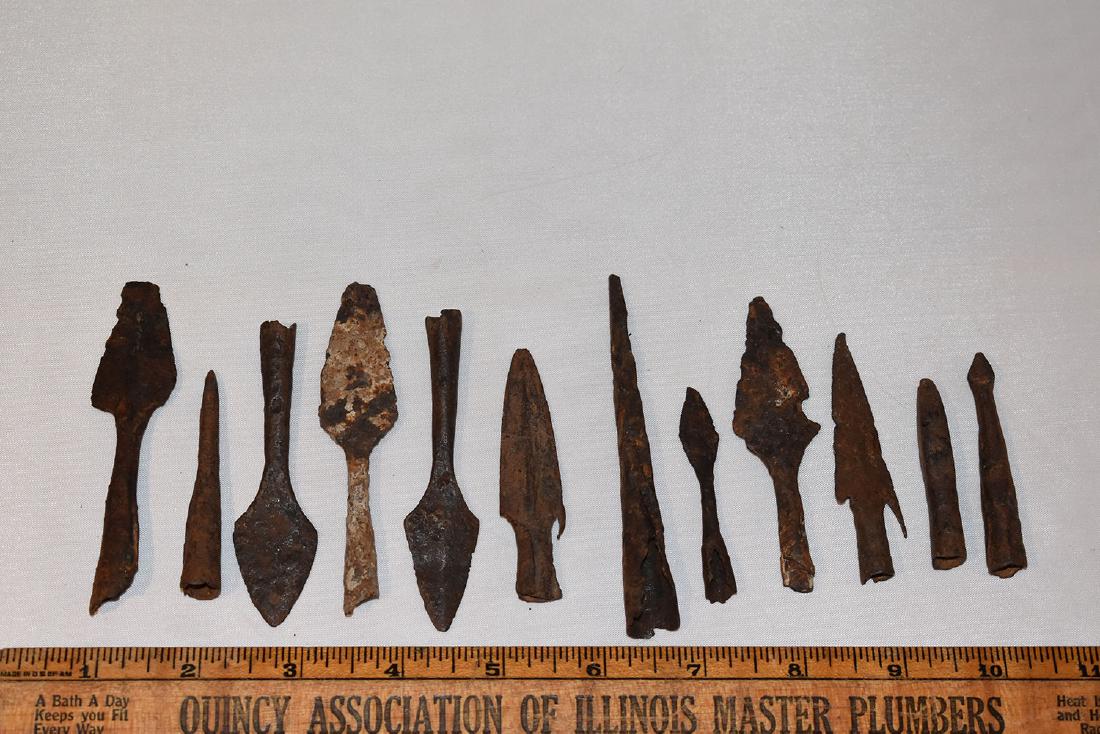12 Iron Arrowheads, Roman, Socketed