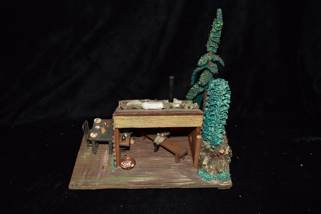 Wood Base Wwii German Log Bunker With Table Model