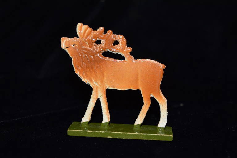 Wood Elk Cutout Handpainted Toy Germany Mid 20th
