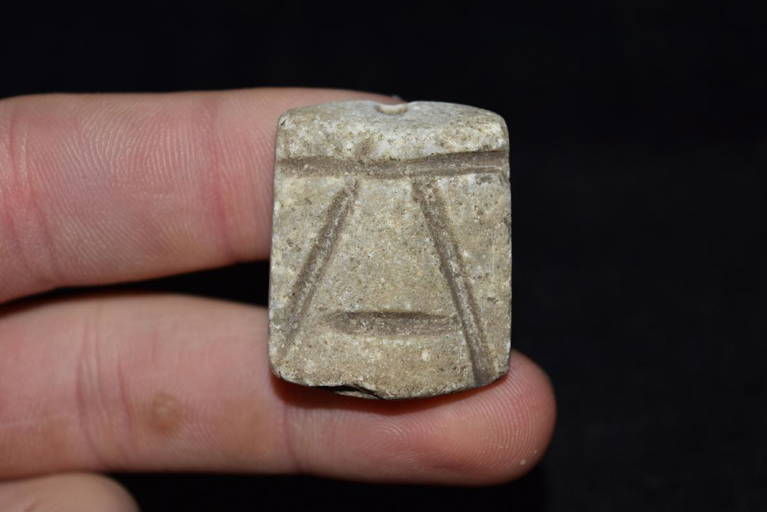 Pre Columbian Limestone Face Effigy Pendant 1 1/4" X 1