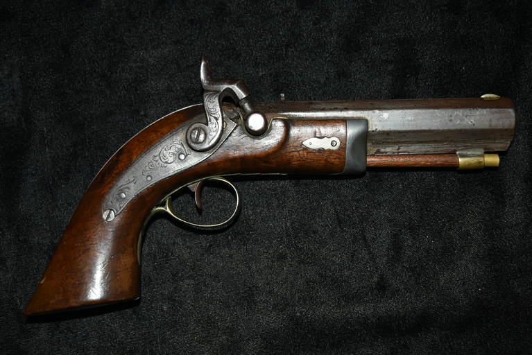 Great Factory Engraved Southern Cap And Ball Deringer