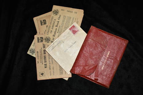 World War 2 Ration Books With Tokens, Stamps And Original Pouch