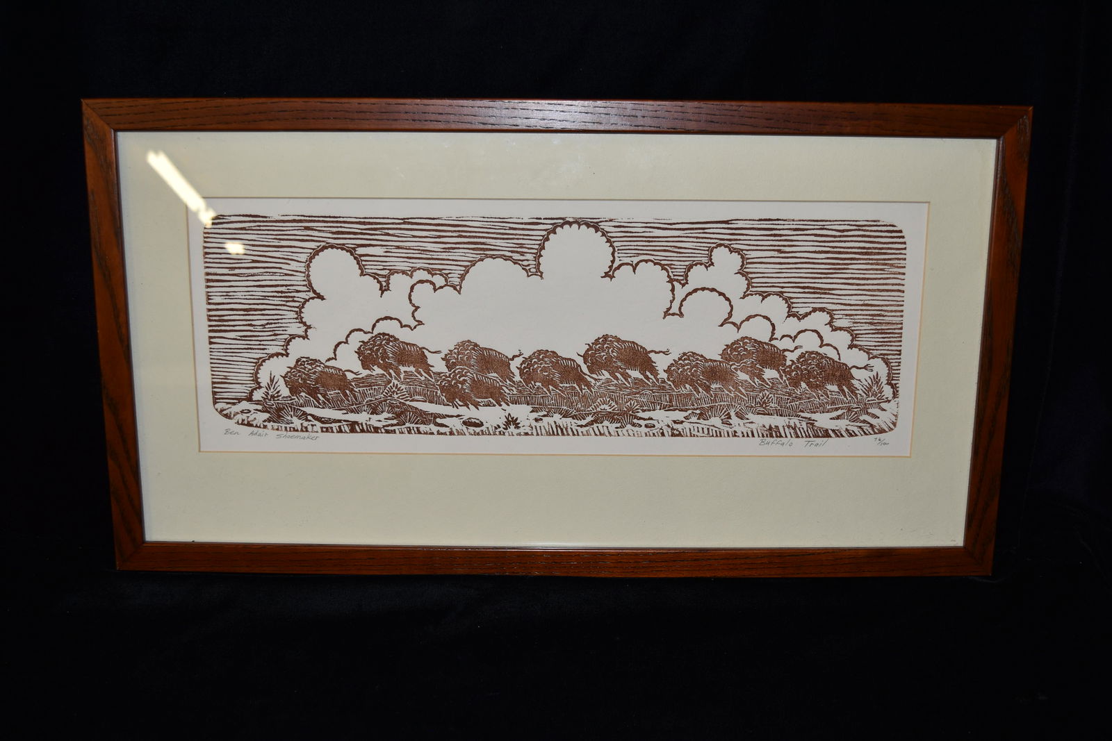 Buffalo Trail Engraving By Ben Adair Shoemaker, 24 1/4"