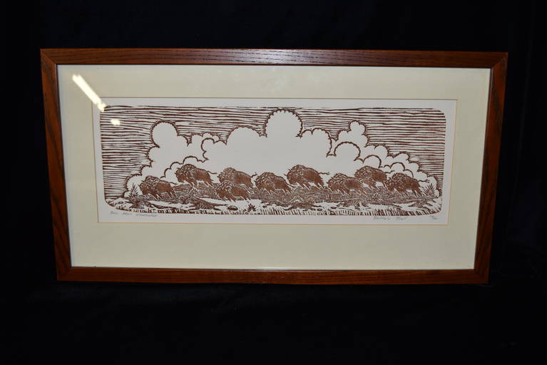 Buffalo Trail Engraving By Ben Adair Shoemaker, 24 1/4"