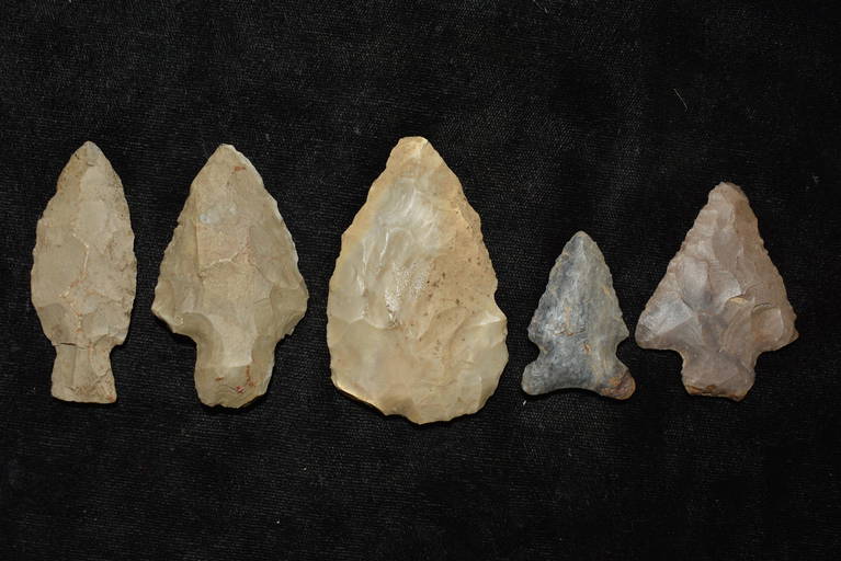 Lot Of 5 Archaic Arrowheads Found In Kentucky