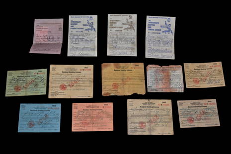 Collection Of Five Vintage Pa Hunting Licenses