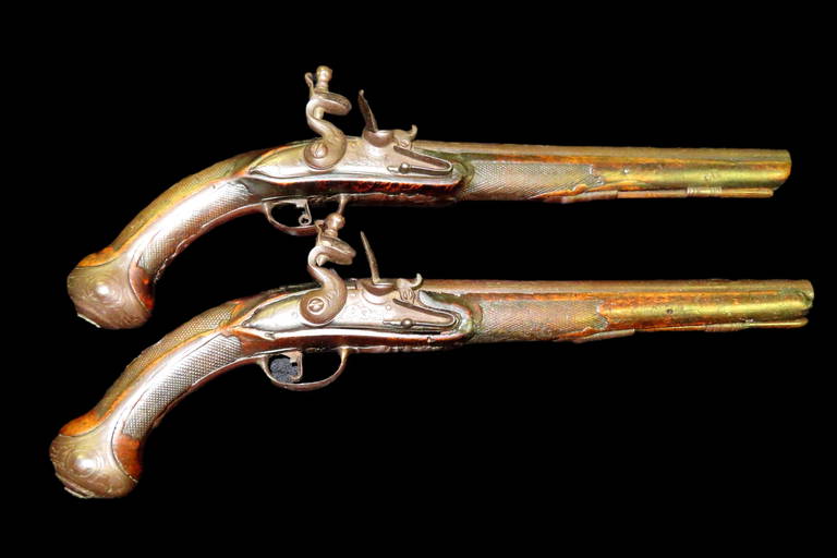 Spectacular Matching Pair Of 1700's Dueling Pistols, Intricatly ...