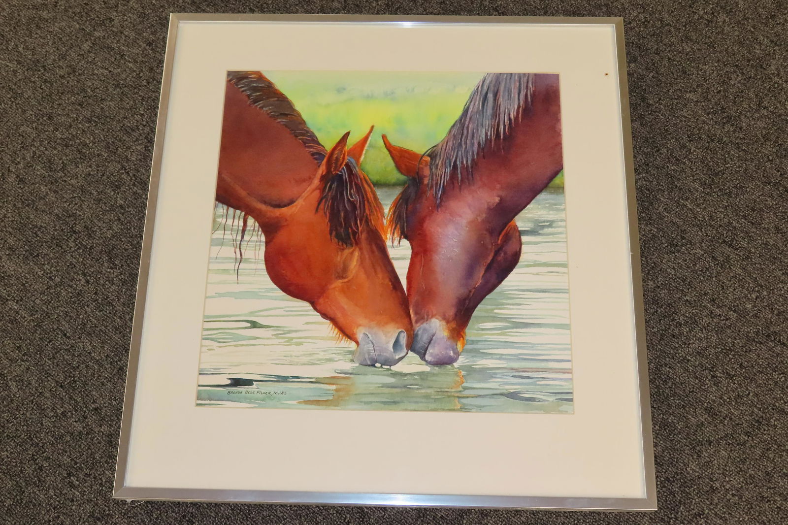 "THE WATERING HOLE" - SIGNED ORIGINAL WATERCOLOR BY BRENDA BECK FISHER ...