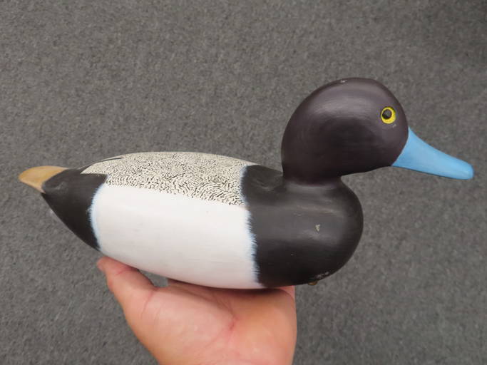 Decorative Wooden Bluebill Duck Decoy, Signed D.r. Baiggs #18, Blue ...