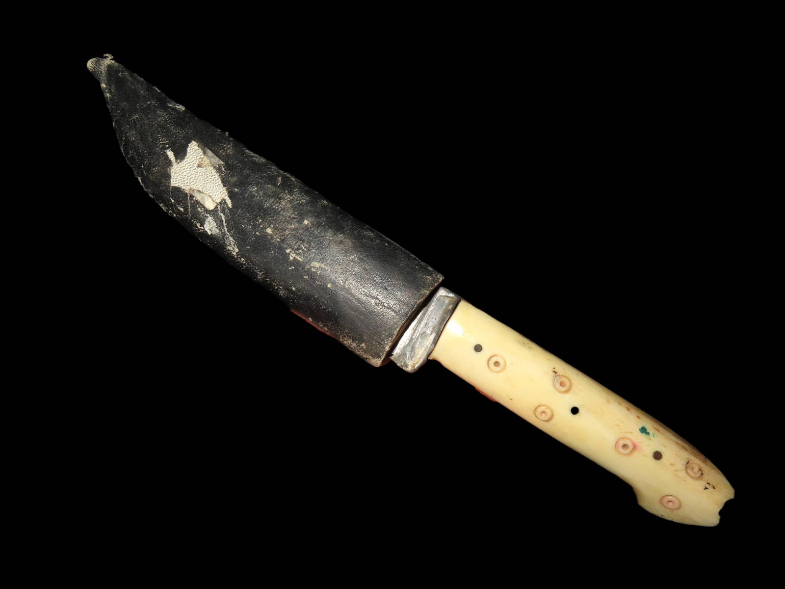 Vintage Ivory Handle Knife With Custom Made Sheath Auction