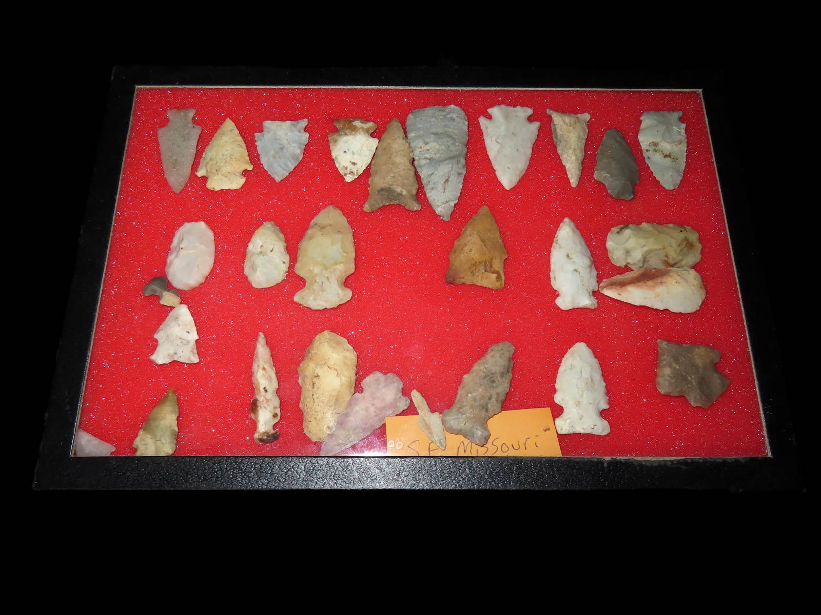 Riker Frame Of 28 Pts, All Found In Missouri, Various Types And ...