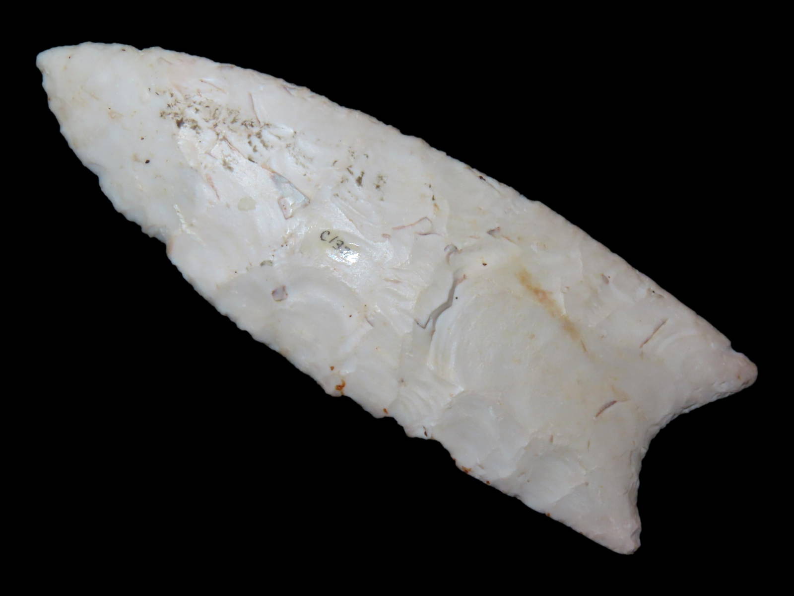 3 15/16" Gainey Clovis, Dickey Coa, Made Of Burlington Chert, Found In St. Louis Co. Missouri ...