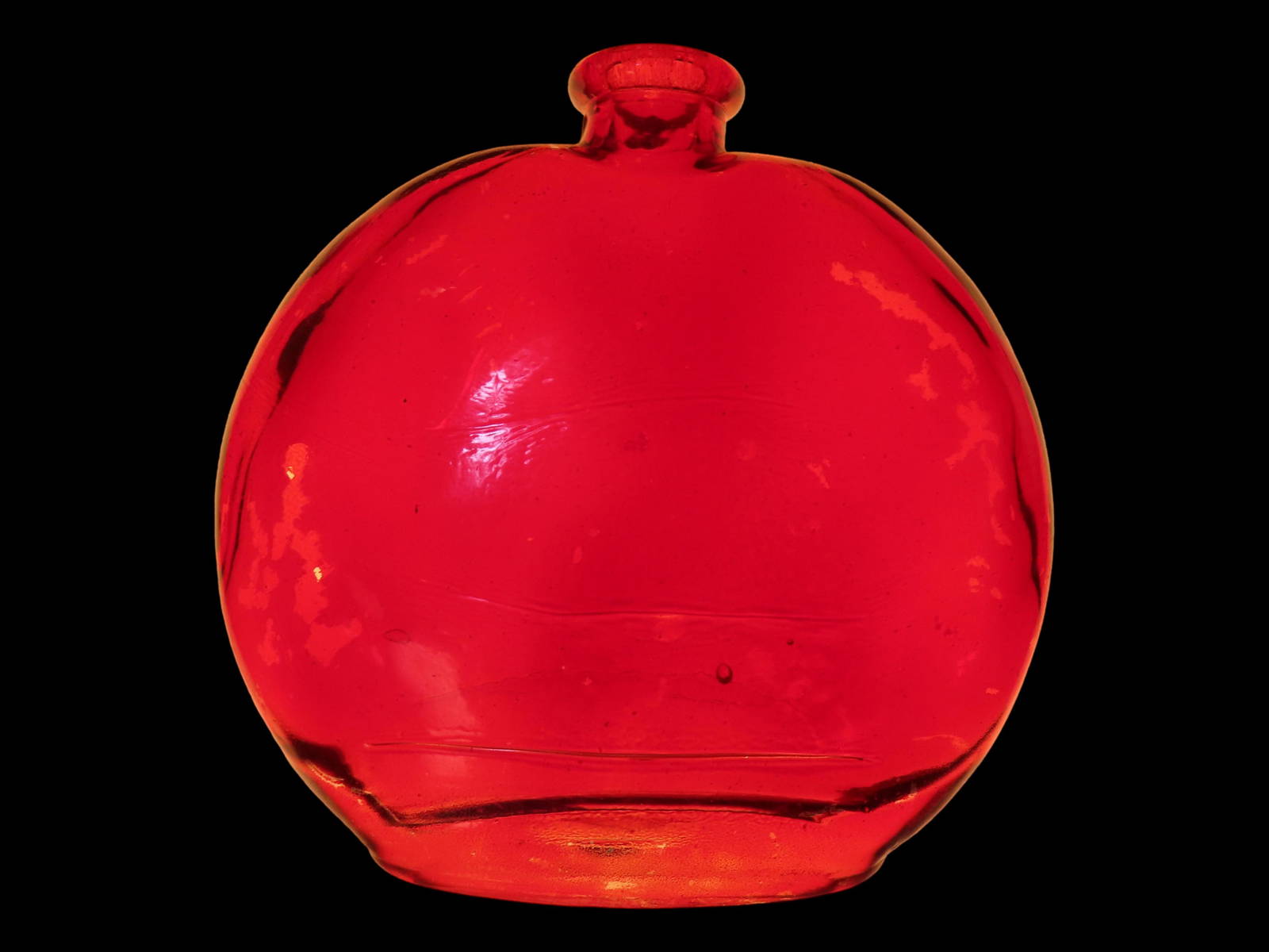 6" Ruby Hand Blown Glass Flask-type Bottle, No Stopper, Vintage Auction