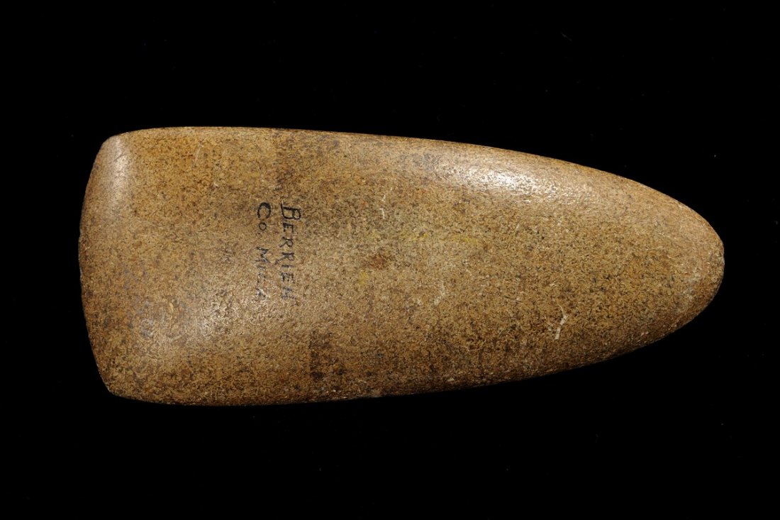 Berrien Co, MI Adena Celt Made from Golden Hard Stone,