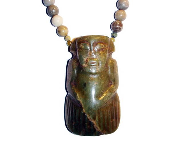 Rare Neolithic Jade Female Totem Amulet Necklace