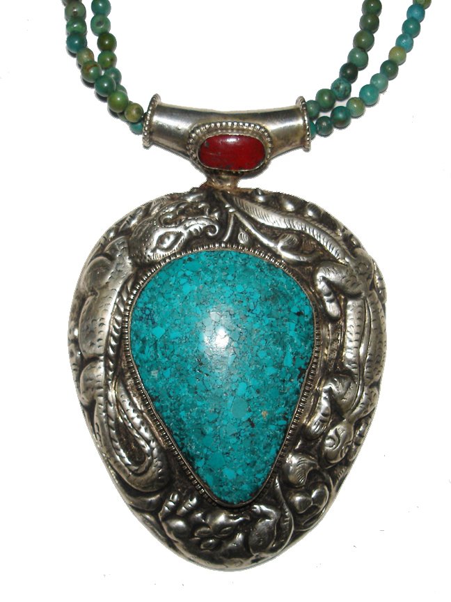 Tibetan Repousse Necklace Crocodile Lizard Rabbit