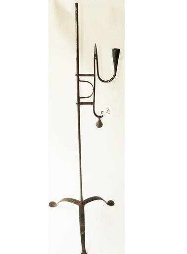 18th C Standing Iron Rush Light, Candle Holder