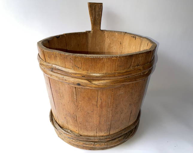 Large 18th C Primitive Wooden Bucket