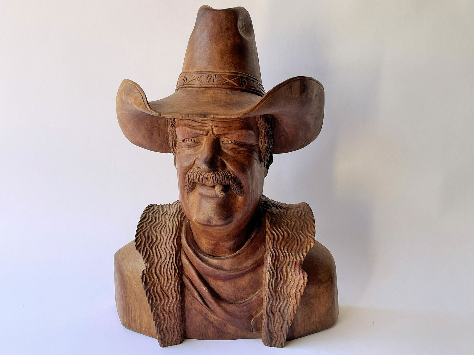 Folk Art Wood Carving Of A Cowboy