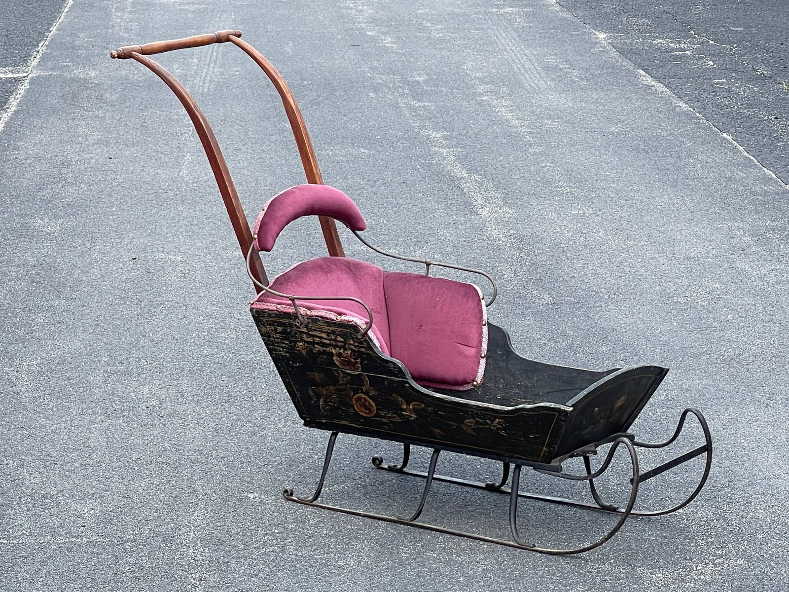 Original Paint And Stenciled Currier And Ives Style Push Sleigh Auction