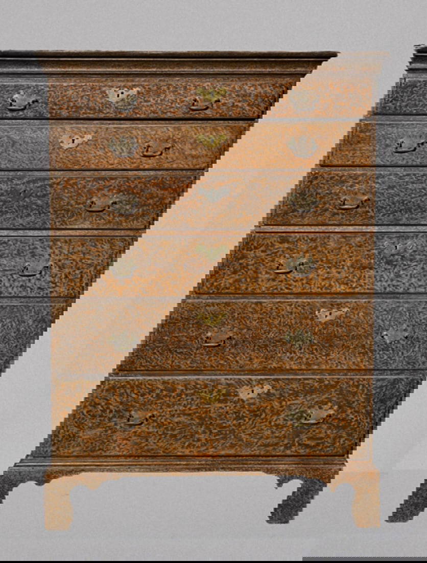 18th C Six Drawer Chippendale Tall Chest Auction