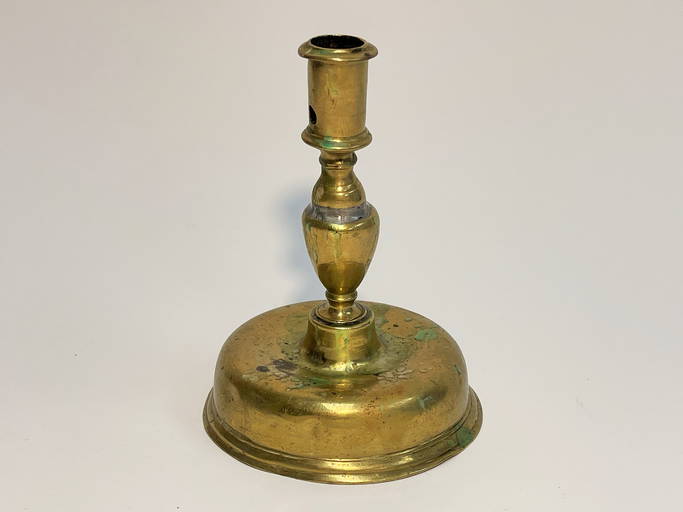 17th C Spanish Dome Base Brass Candlestick C 1660 1680