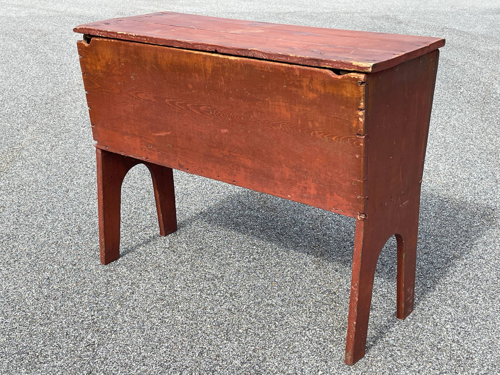 19th C. Red Painted Dough Box Table Auction