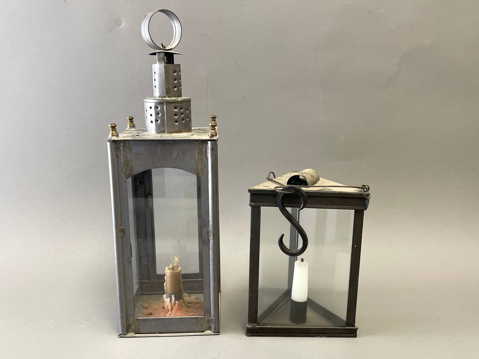 Two Misc Reproduction Tin Lanterns Auction