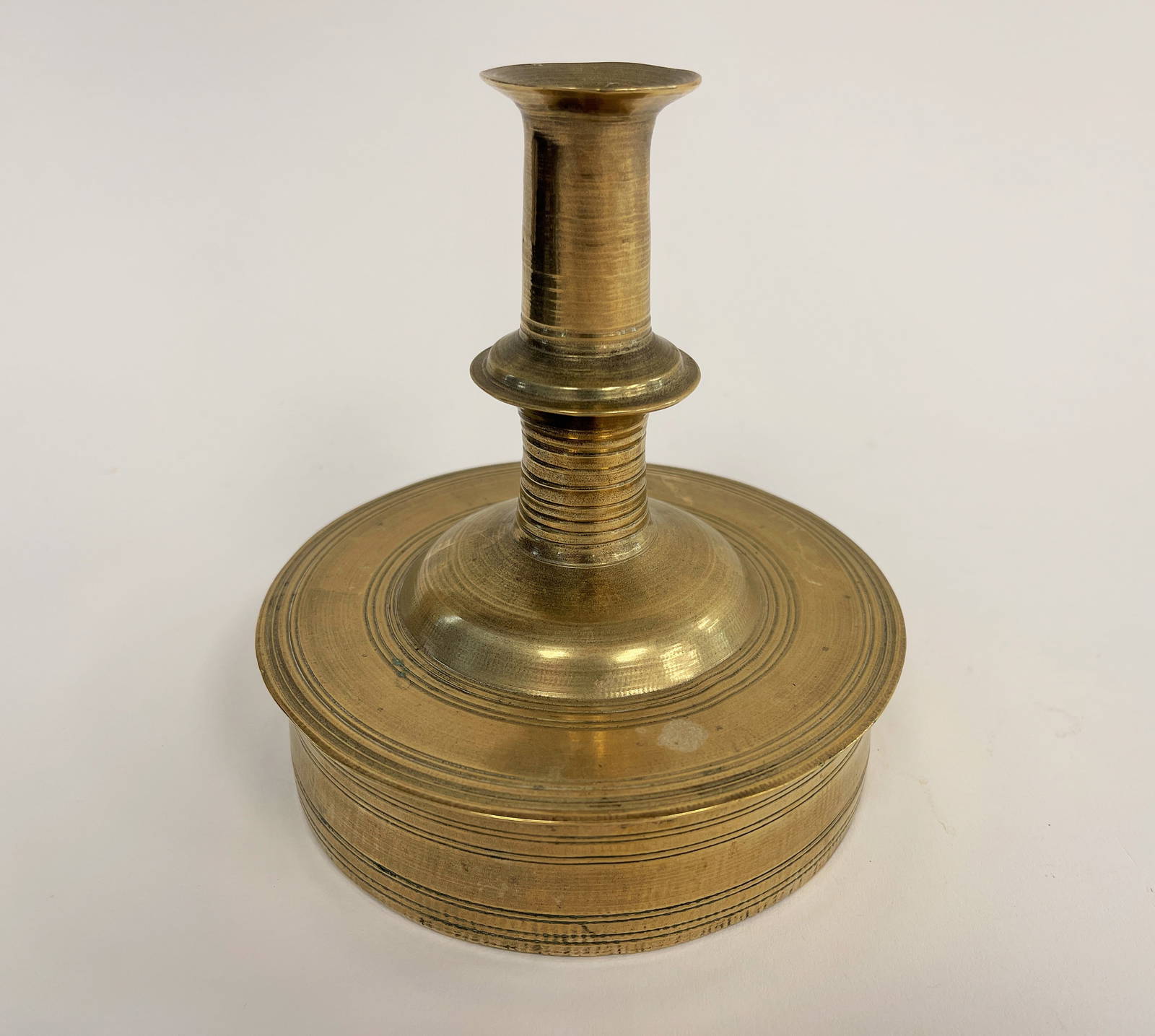 1550's Early Brass Bell Base Candlestick Auction