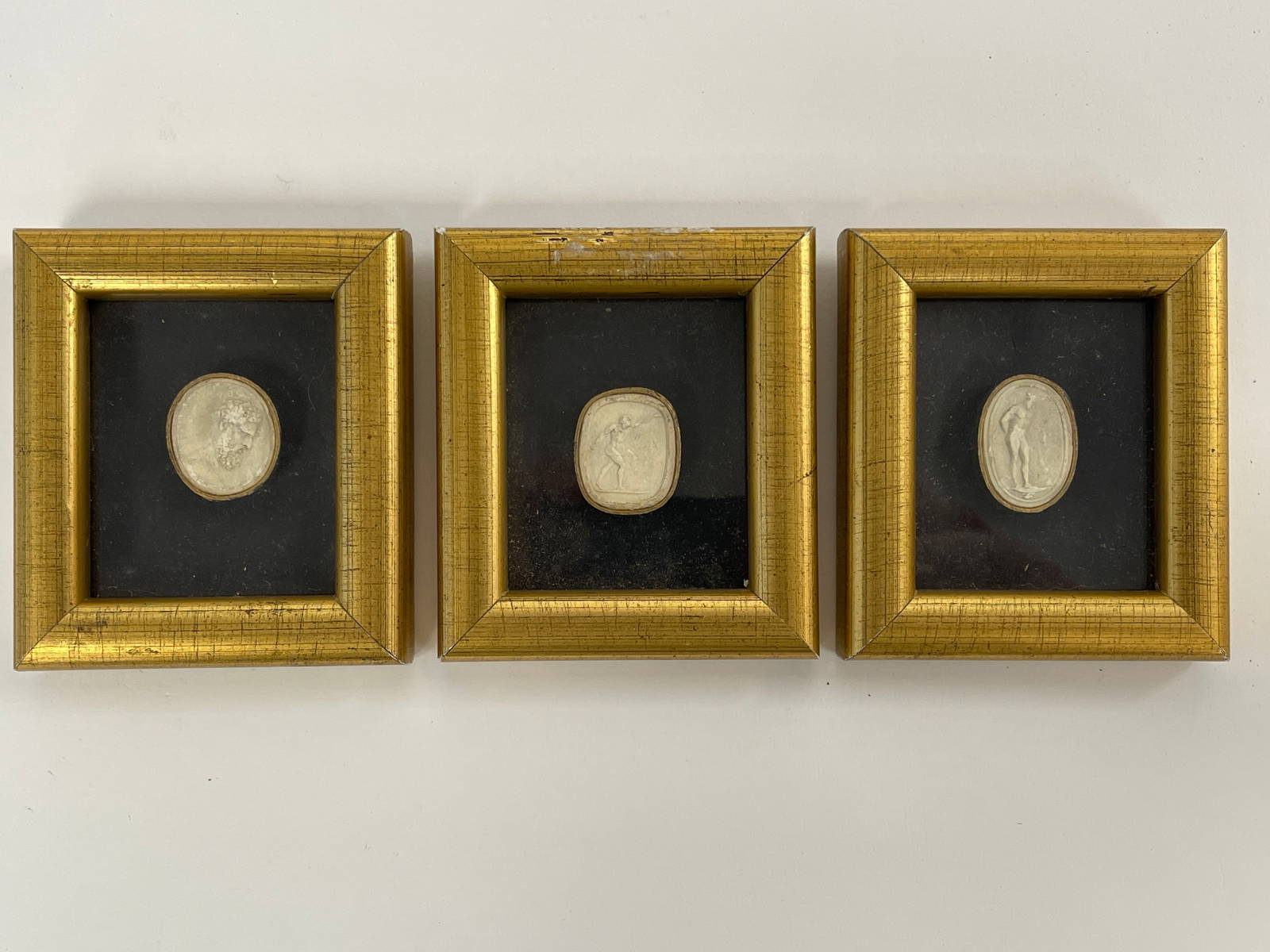 Three Miniature Neoclassical Framed Figures 1780 Auction
