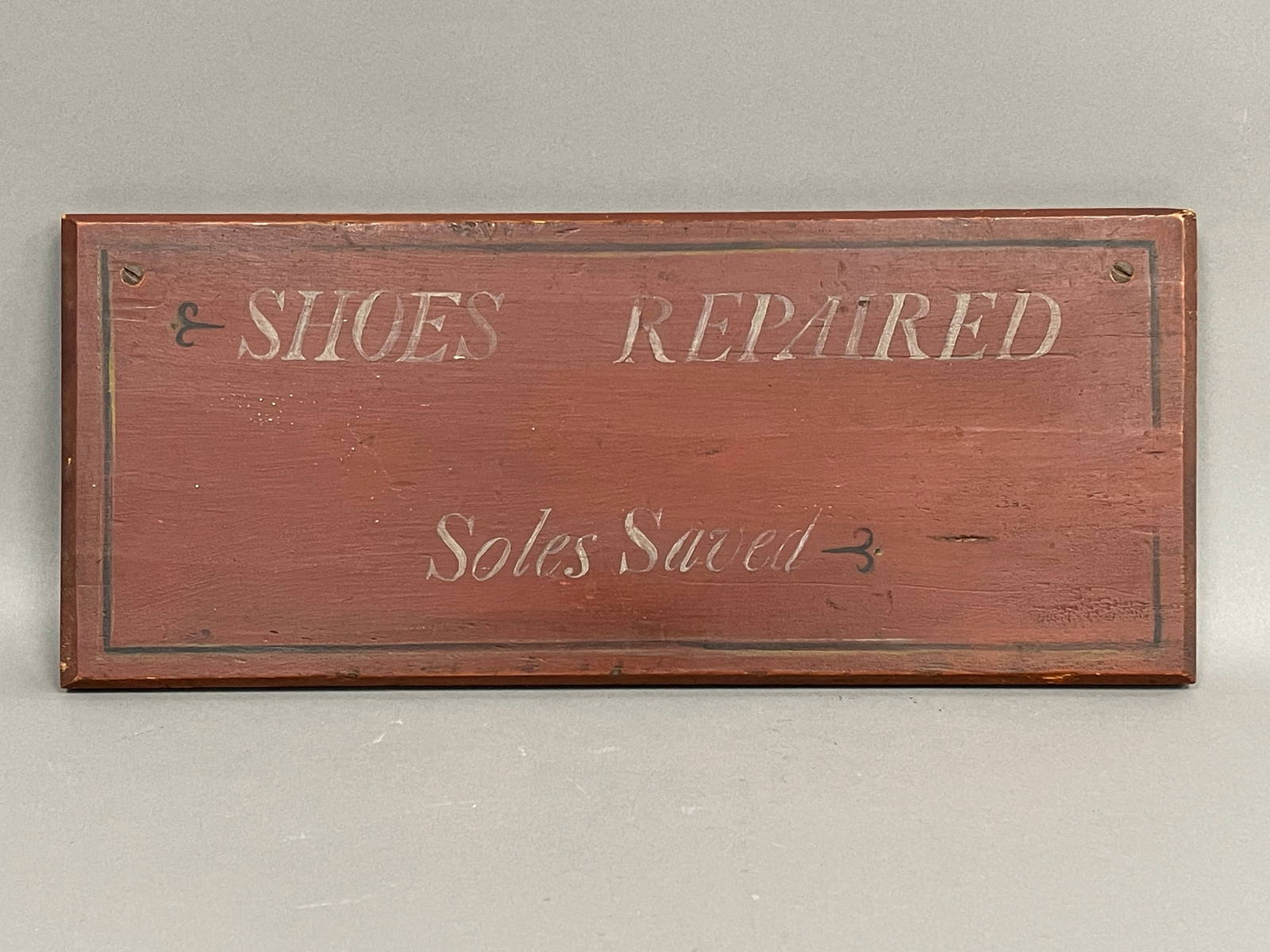 Painted Shoes Repaired Sign Auction