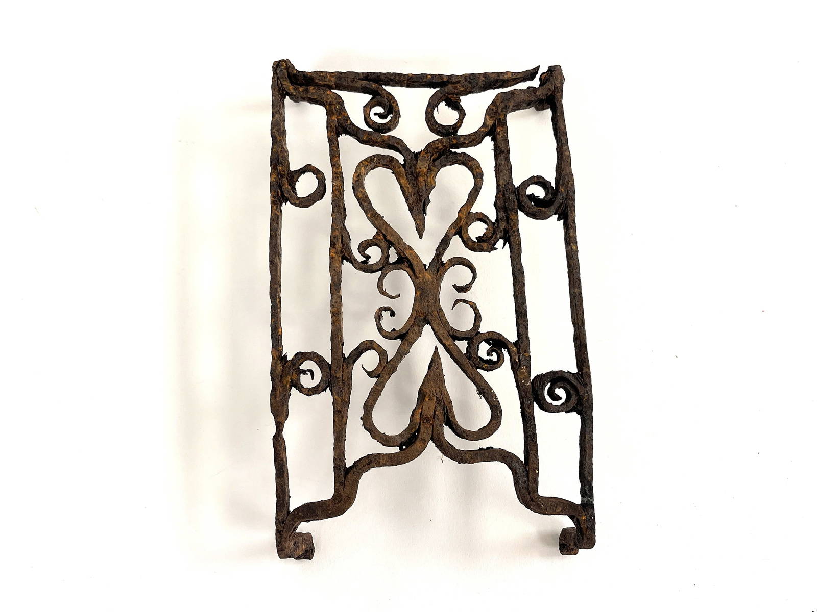 Early Small Rectangular Hand Forged Footed Fancy Iron Trivet Auction