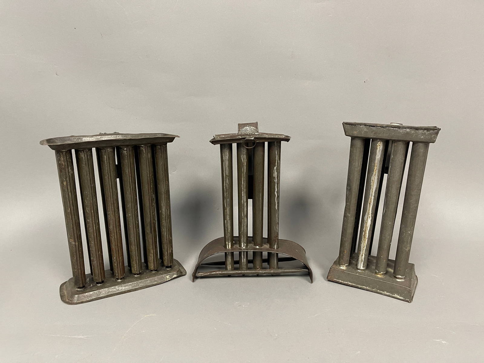 3 Tin Candle Molds Auction