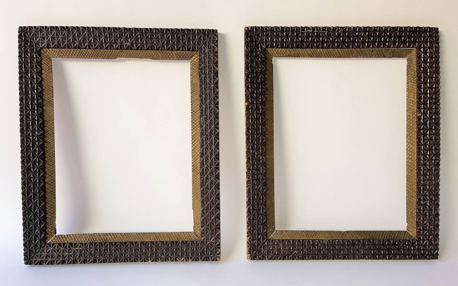 Rare Pair Of Matching Antique Tramp Art Frames Auction